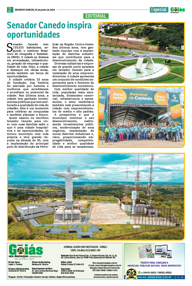Edição Especial, Senador Canedo 35 anos – Diário Goiás em Destaque